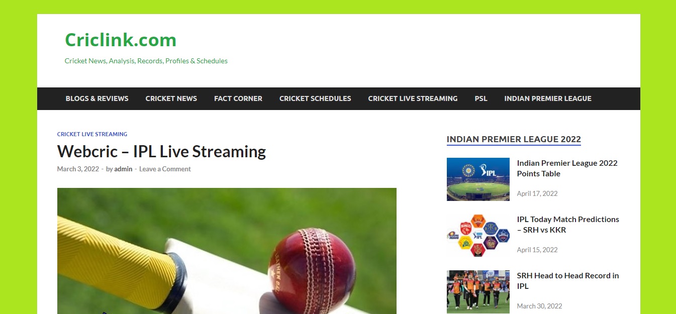Webcric - Watch Live Cricket Online From Your Favorite Sports Network